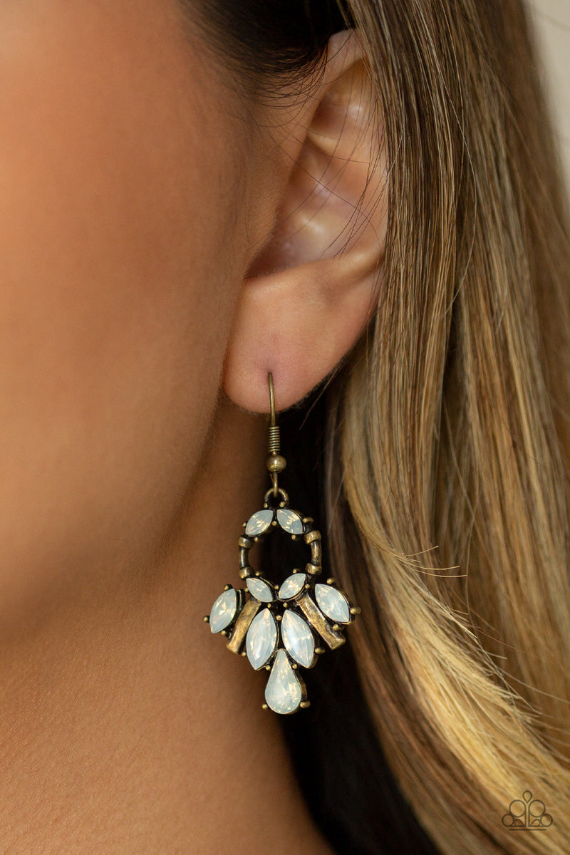 Glowing Allure - Brass Opalescent Rhinestone Vintage Earrings – Sugar ...