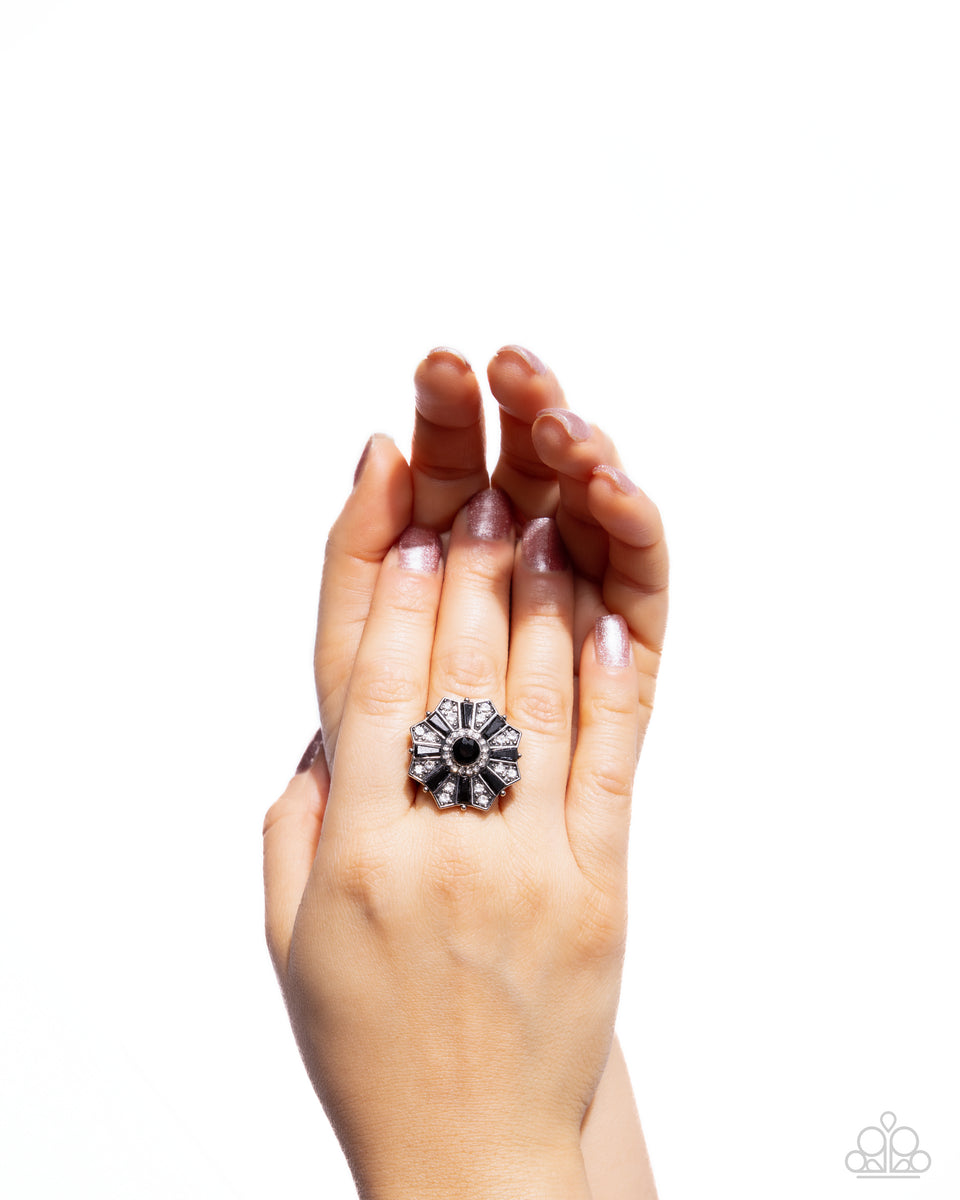 Sensational Splendor - Black Rhinestone Silver Ring – Sugar Bee Bling ...