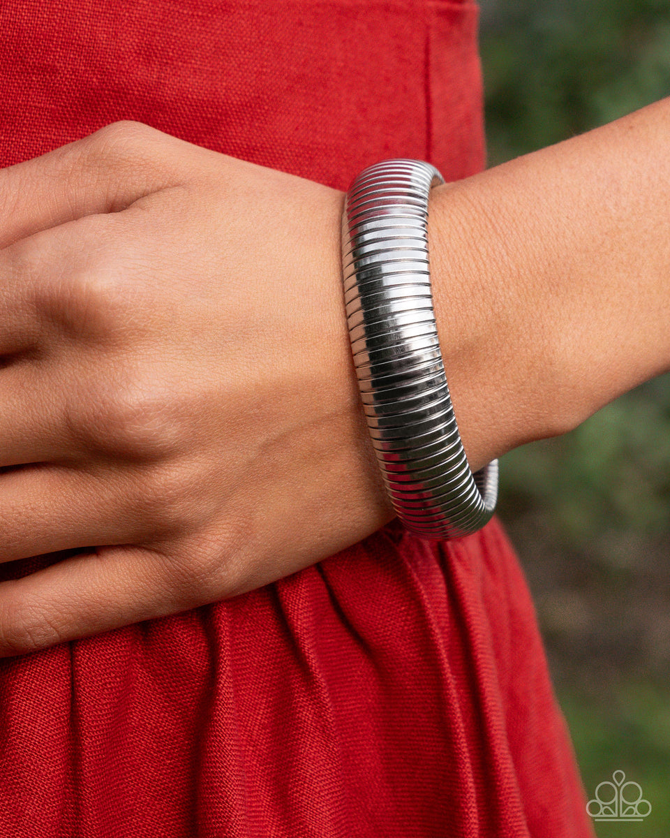 Flashy Fringe - Silver Band Stretchy Bracelet – Sugar Bee Bling ...