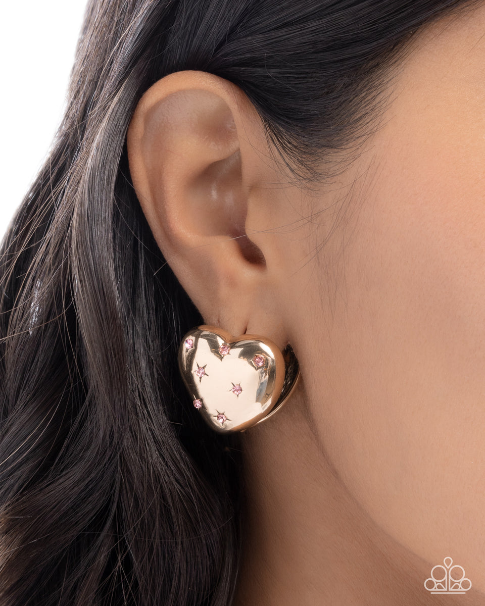 Sweetheart Stars - Pink Star Gold Heart Hinge Hoop Earrings – Sugar Bee ...