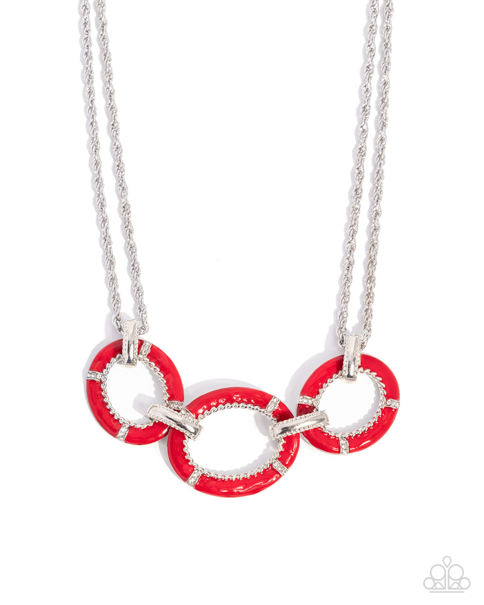 Teamwork Makes the Dream Work - Red Oval Silver Short Necklace – Sugar ...