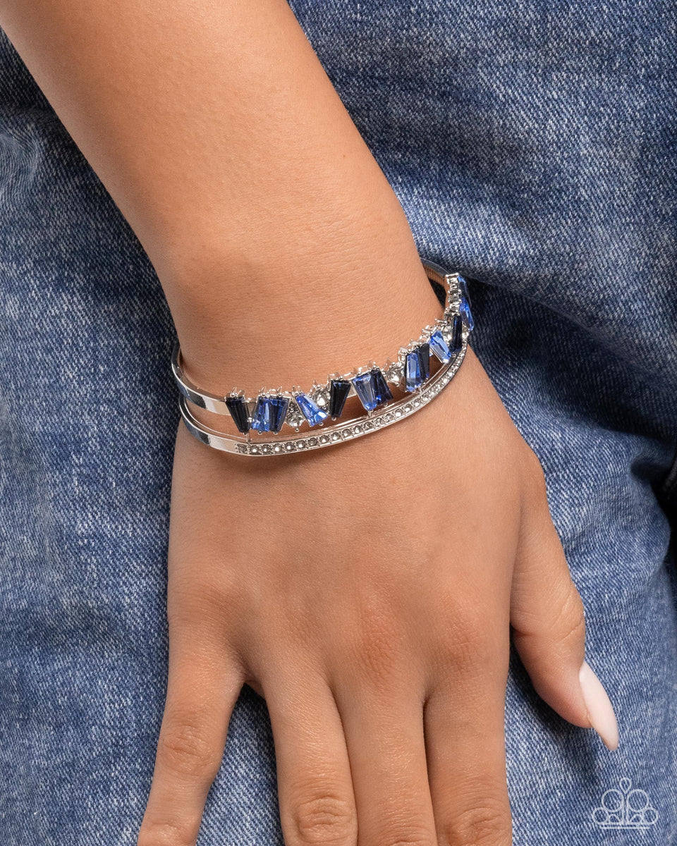 Sculpted Splendor - Blue Rhinestone Silver Cuff Bracelet – Sugar Bee ...