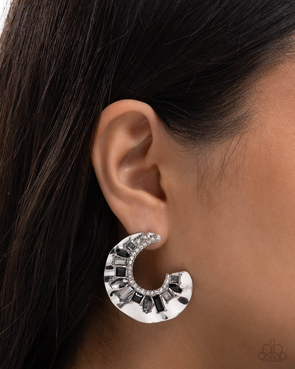 Crimped Color - Black Rhinestone Silver Post Earrings – Sugar Bee Bling ...