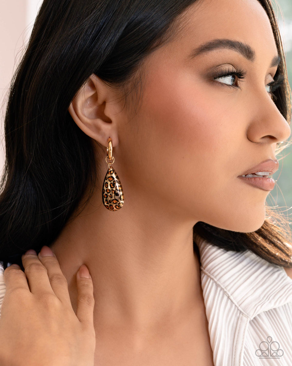 Caged Cheetah - Gold Animal Print Hinge Hoop Earrings – Sugar Bee Bling ...