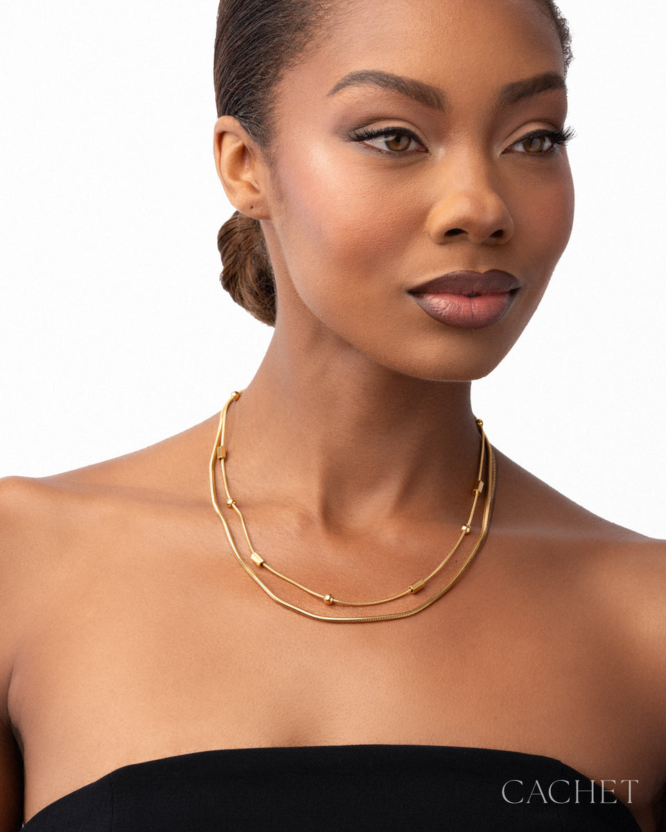Wink - 18K Gold Plated Layered Short Necklace – Sugar Bee Bling ...
