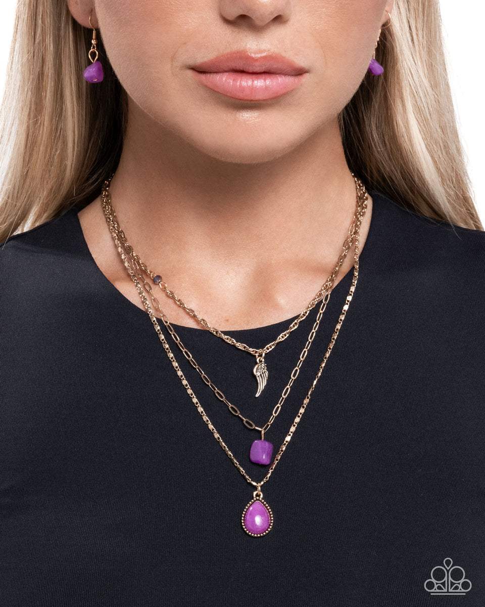 Angelic Anthem - Purple Bead Gold Layered Short Necklace – Sugar Bee ...