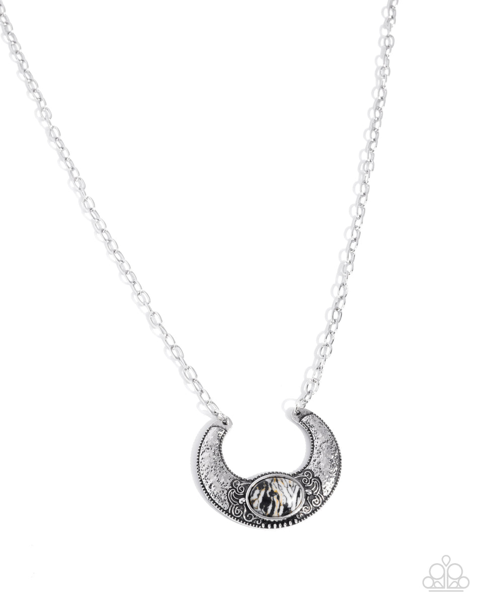 Desert Delight - Black and White Stone Silver Short Necklace – Sugar ...