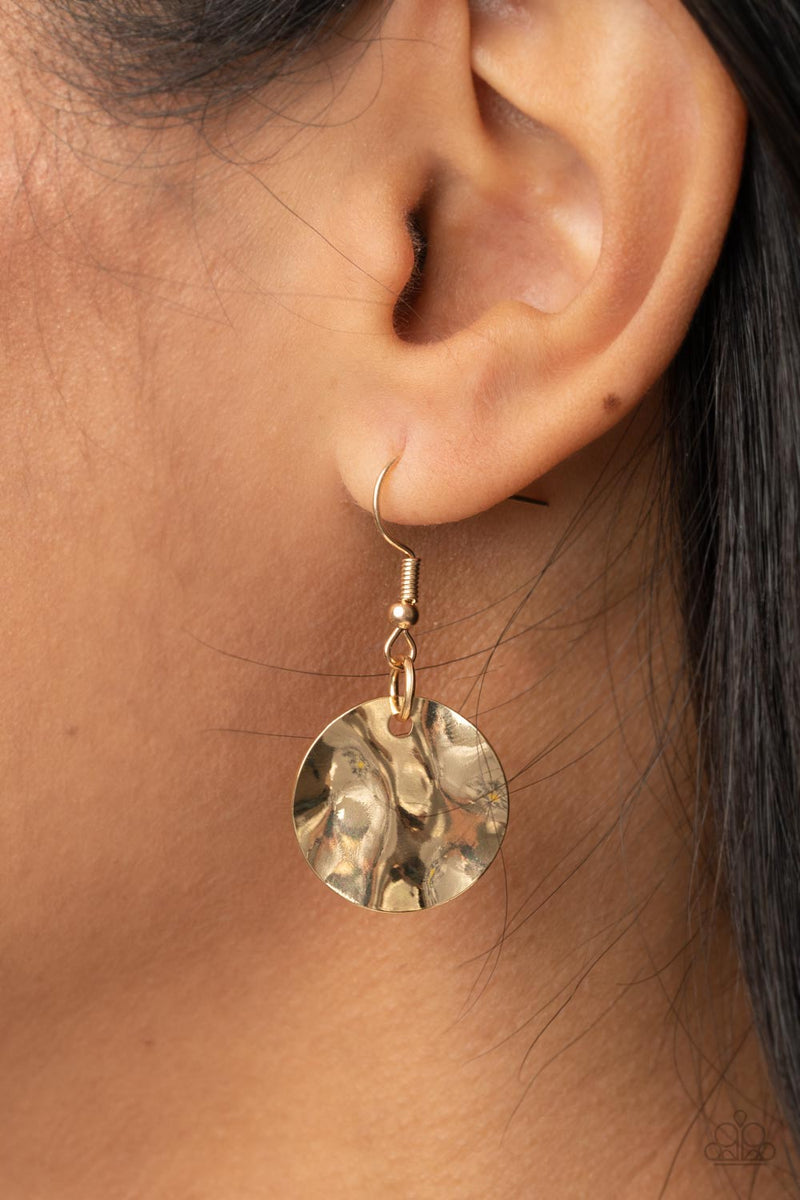 Alluring Luxe - Brown Cord Leather and Gold Disc Layered Necklace - Pa ...