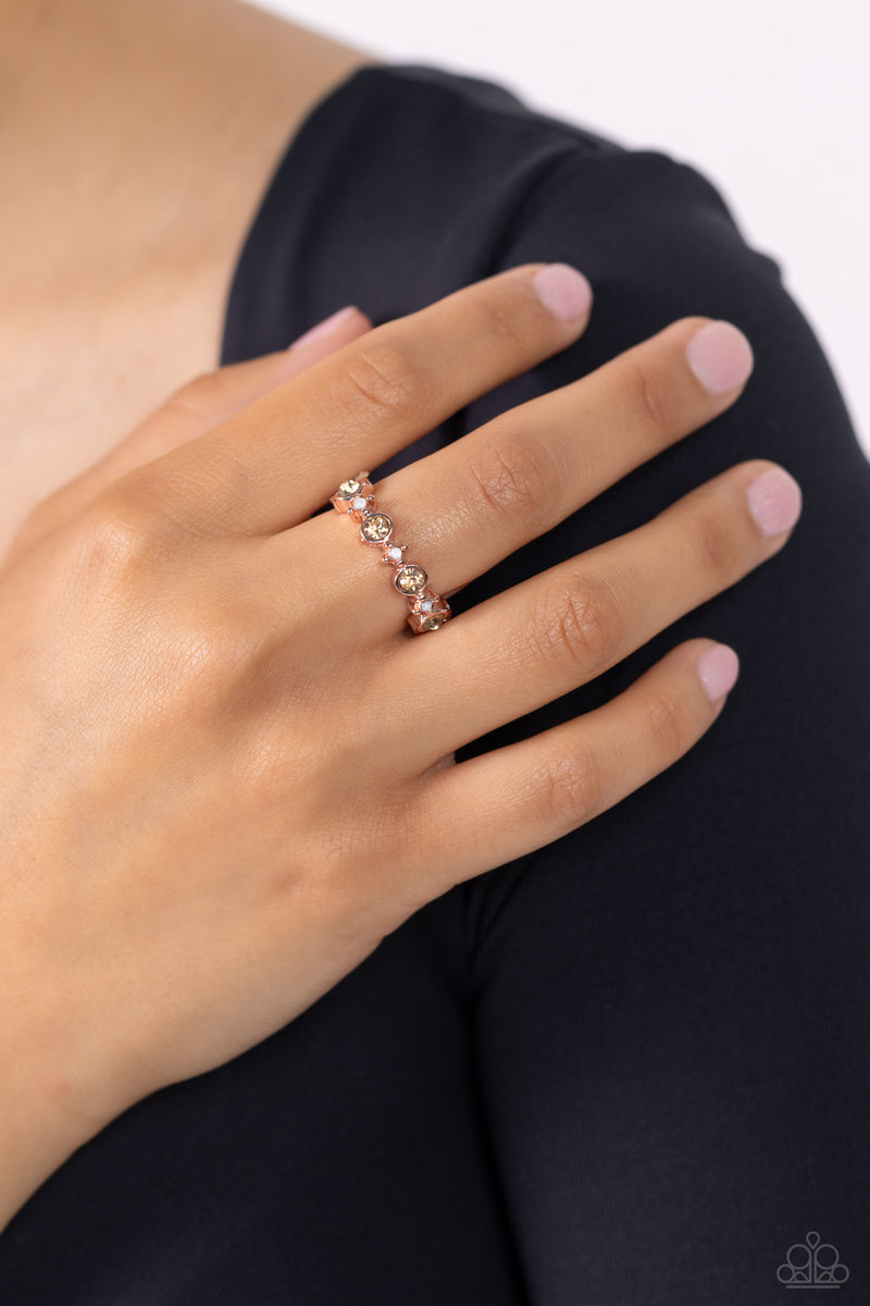 Modestly Modern - Copper Peach Opalescent Rhinestone Ring – Sugar Bee ...