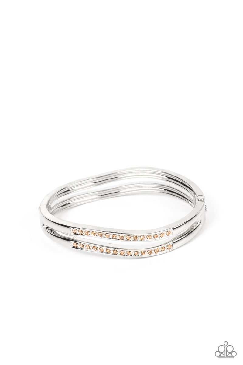 Gen Z Glamour - Brown Rhinestone Silver Hinged Bracelet – Sugar Bee ...