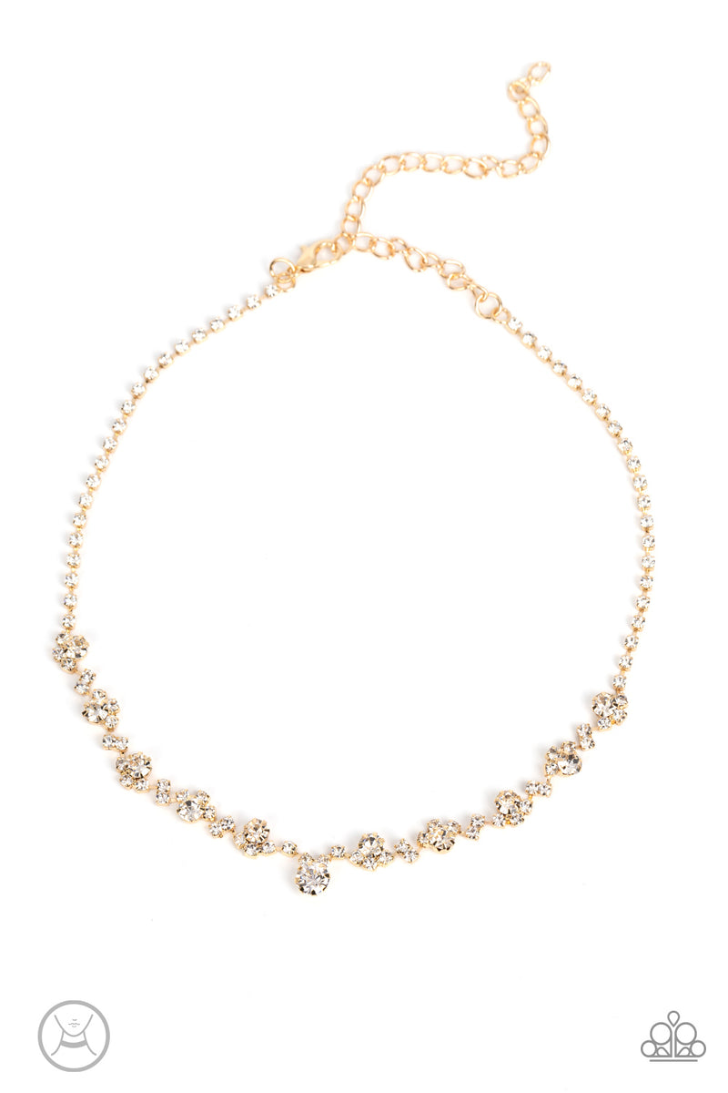 Regal Rebel - Gold with White Rhinestone Choker Necklace – Sugar Bee ...