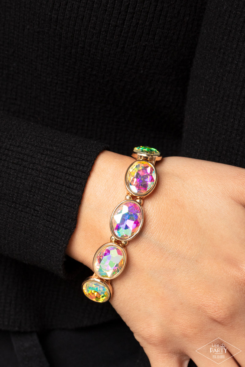 Diva In Disguise - Multi Iridescent Gold Stretchy Bracelet – Sugar Bee ...