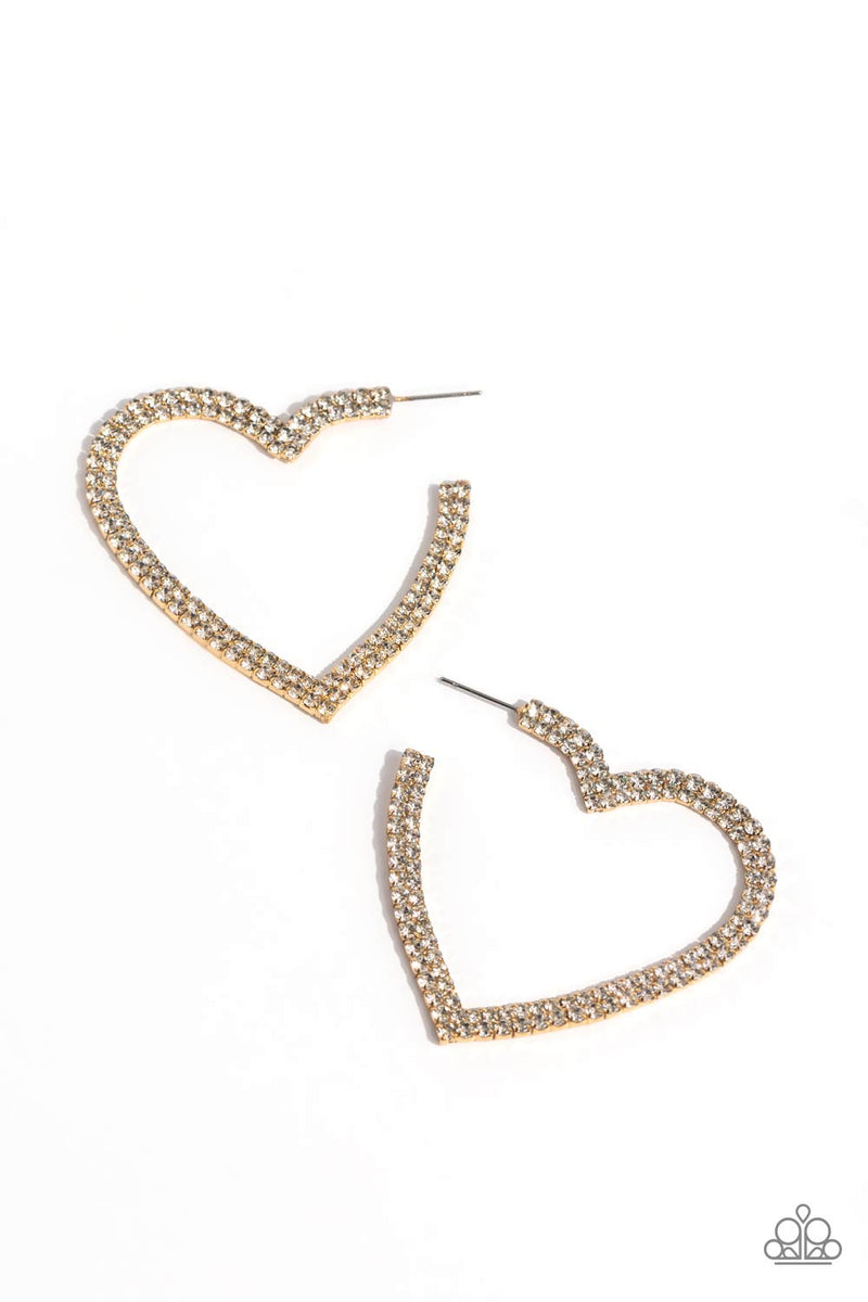 (LIMIT 1) Sweetheart Sequence - Gold Rhinestone Hoop Earrings - Selfie ...